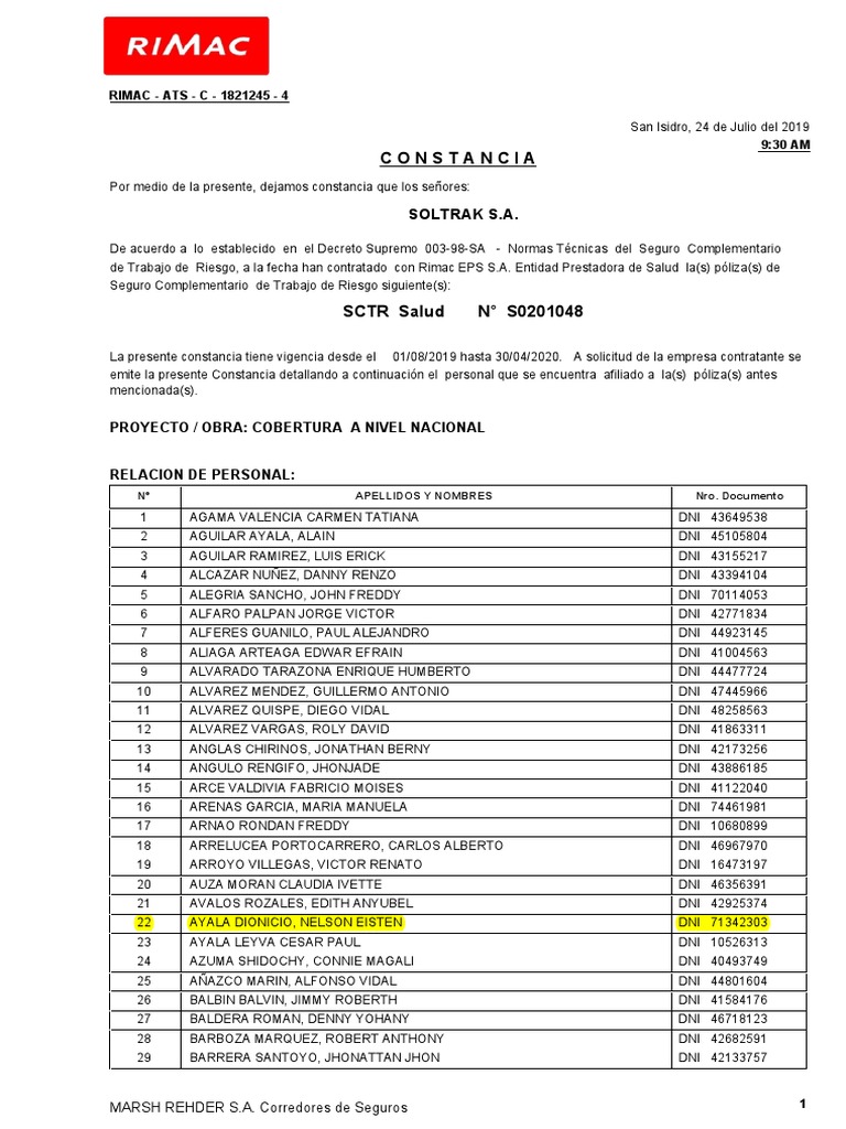 SCTR Salud (General) | PDF