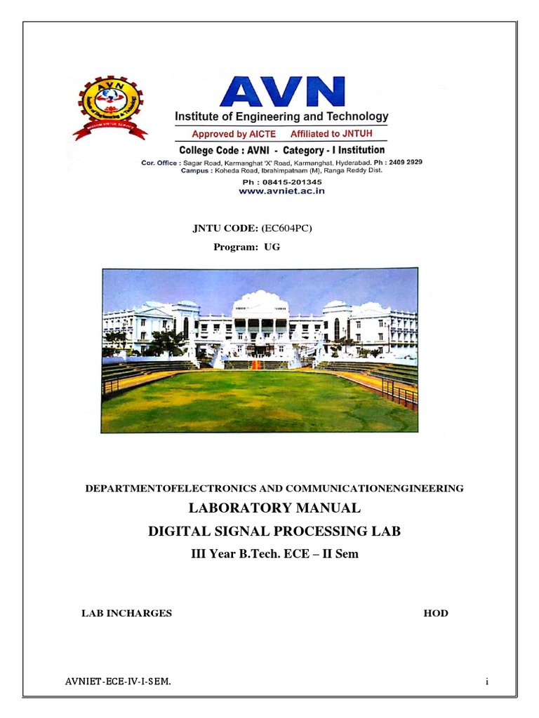 DSP Lab Manual | PDF | Discrete Fourier Transform | Digital Signal Processor