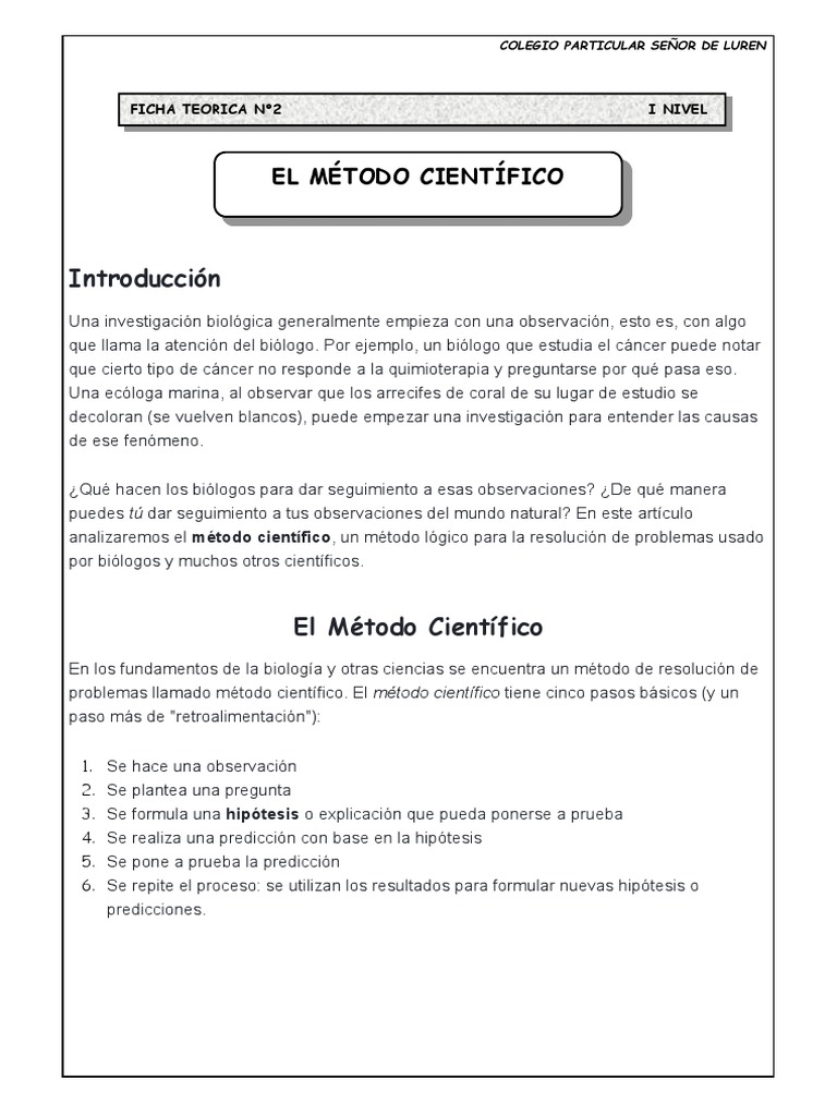 Teoria El Método Científico Pdf Hipótesis Método Científico