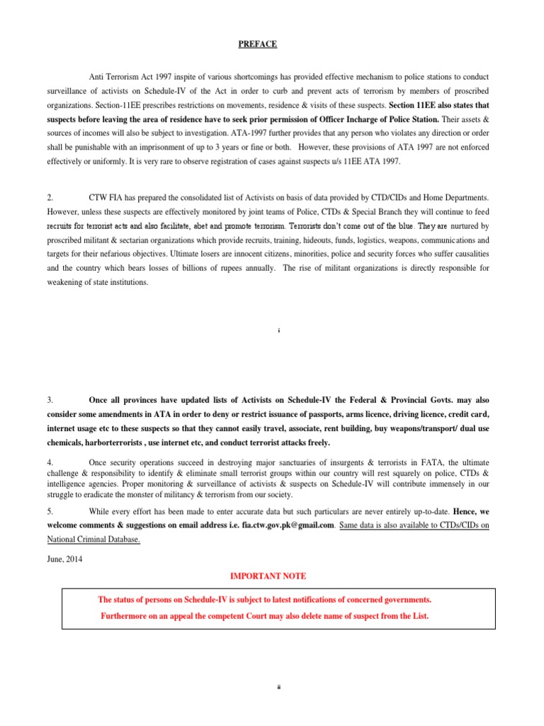 4 TH Schedule 14 | PDF | Police | Surveillance