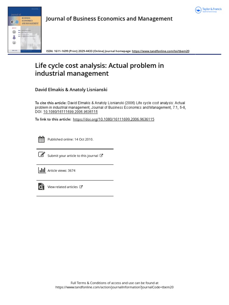 Life Cycle Cost Analysis Actual Problem in Industrial Management | PDF ...
