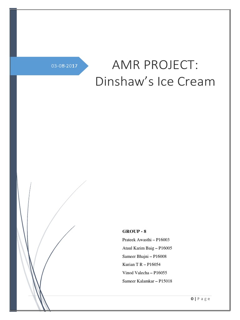 Amr Project: Dinshaw's Ice Cream: Group - 8 | PDF | Survey Methodology ...