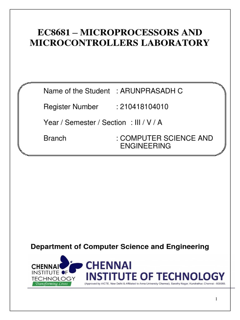 MPMC Lab Manual Final Signed 210418104010 | PDF | Assembly Language | Binary Coded Decimal