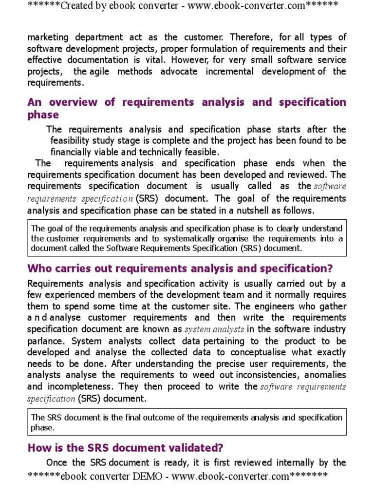 An Overview of Requirements Analysis and Specification Phase | PDF ...