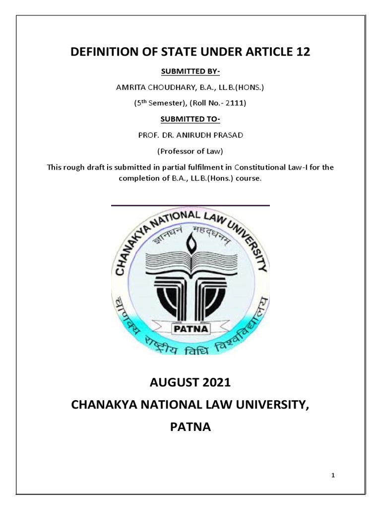 Definition of State Under Article 12 (Rough Draft) | PDF | Judiciaries ...