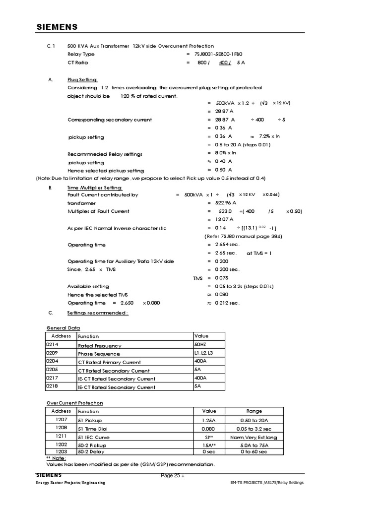 Relay Settings | PDF | Transformer | Relay