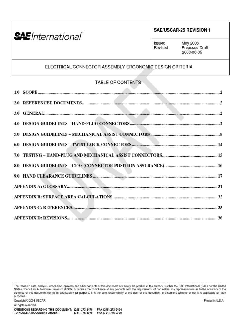 Sae Uscar 25 | PDF | Electrical Connector | Force