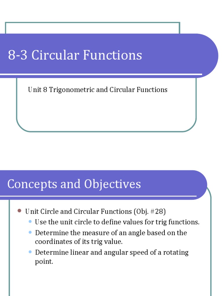 Unit 8 Trigonometric and Circular Functions | PDF | Speed | Teaching ...