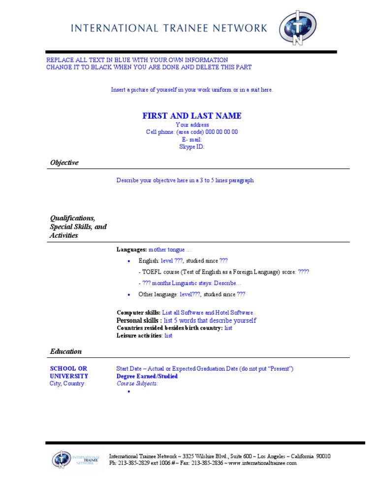 ITN Resume Format | PDF | Computing | Communication