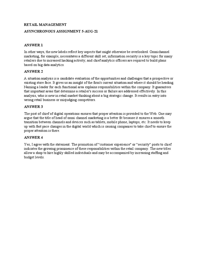 Retail Management Case Study Insights | PDF | Career & Growth | Business