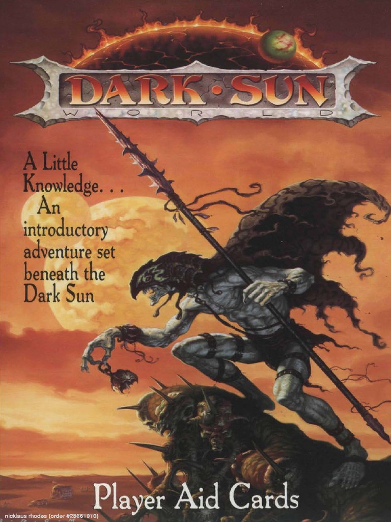 Dark Sun Boxed Set - Player Aid Cards | PDF