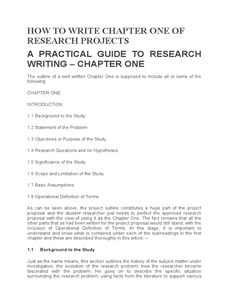 How To Write Chapter One of Research Projects | PDF | Hypothesis | Cognition