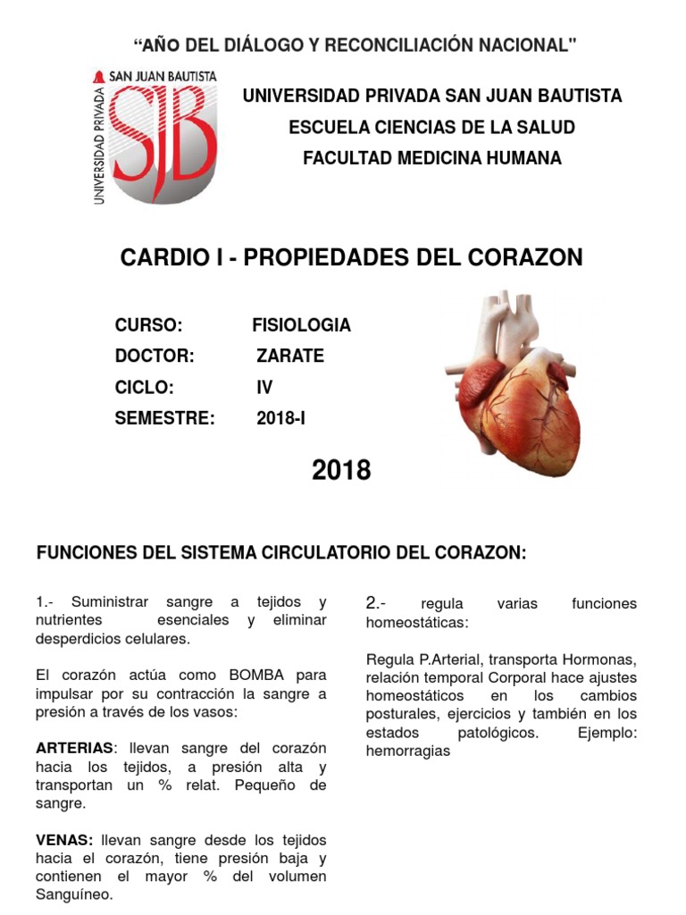 Cardio1 - Propiedades Del Corazón | PDF | Corazón | Hemodinámica