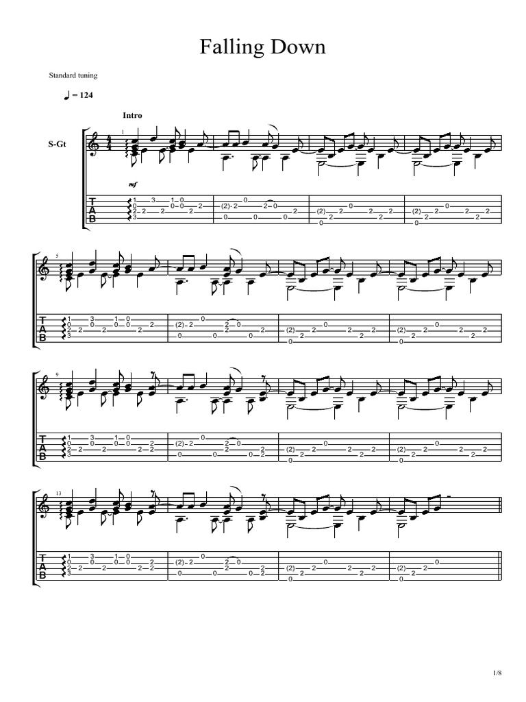 Guitar Tab for "Falling Down" | PDF | Musical Compositions | Songs