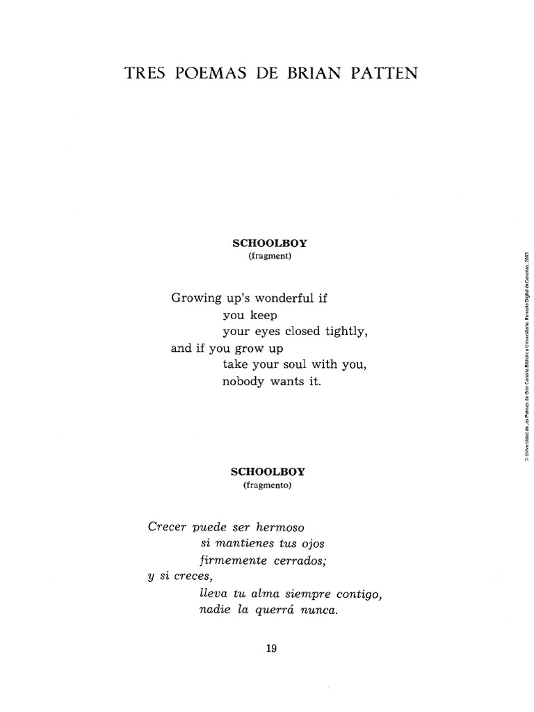 Brian Patten, Tres Poemas | PDF