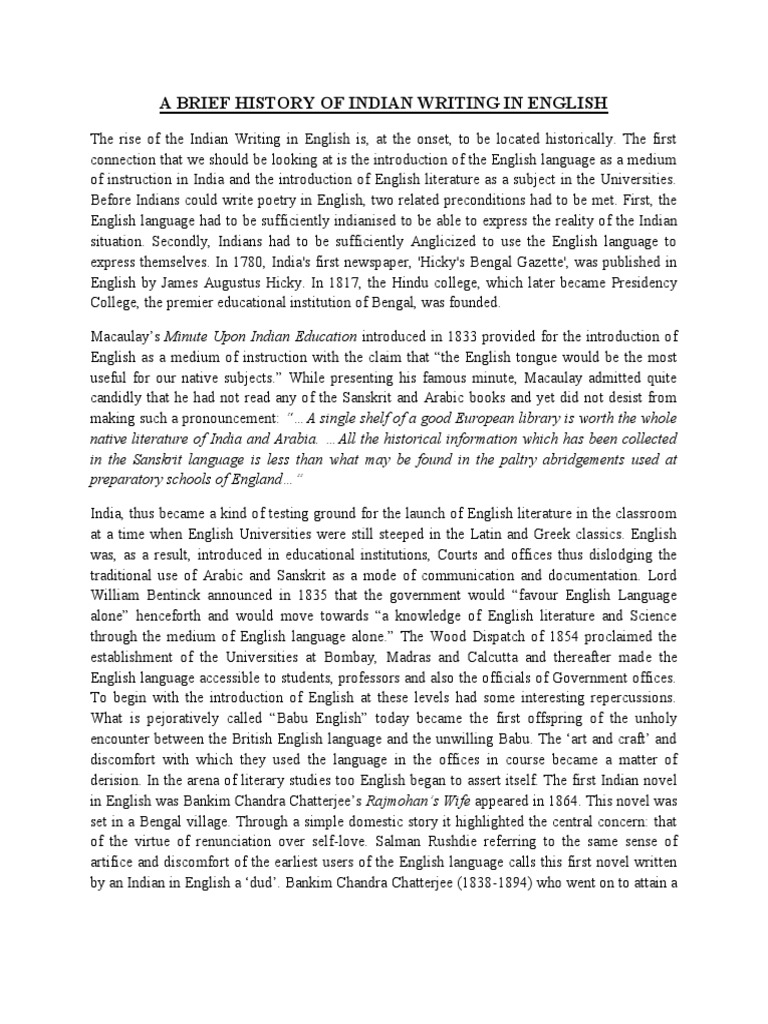 History of Indian Writing in English | PDF | Romanticism | Sri Aurobindo