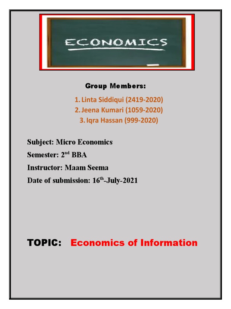 Micro Economic Presentation ON INFORMATION OF ECONOMICS | PDF ...