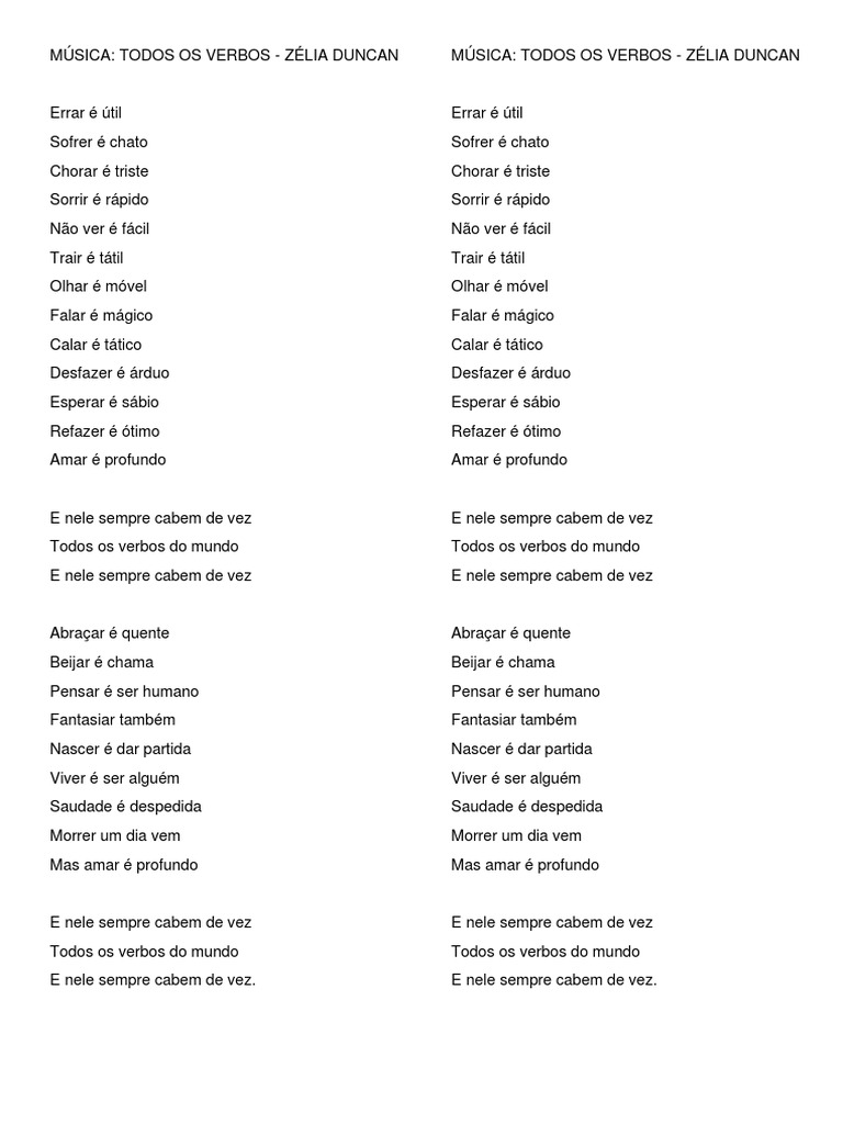 Atividades Verbo - Música Todos Os Verbos | PDF