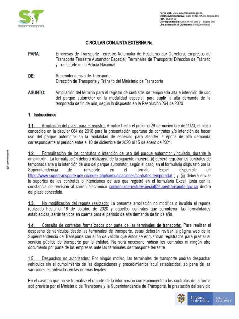 Circular Conjunta Temporada Alta | PDF | Transporte | Gobierno