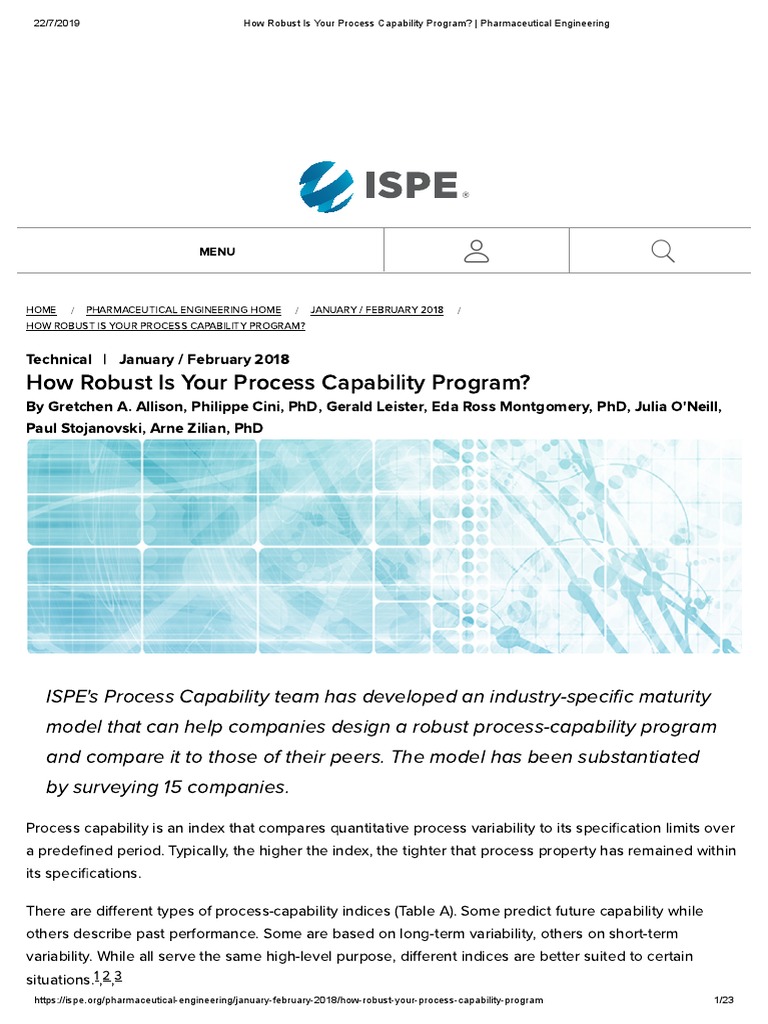 How Robust Is Your Process Capability Program - Pharmaceutical Engineering | PDF | Risk | Databases