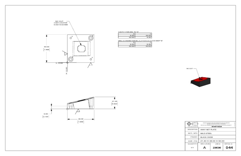 NC Cut 4 Way Locator - 0.00/+0.02 MM: 4way Net Plate Mild Steel Black ...