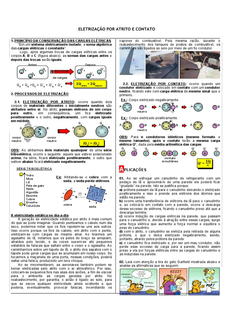 1 2 Eletrostática Eletrização Por Atrito E Contato Pdf Carga
