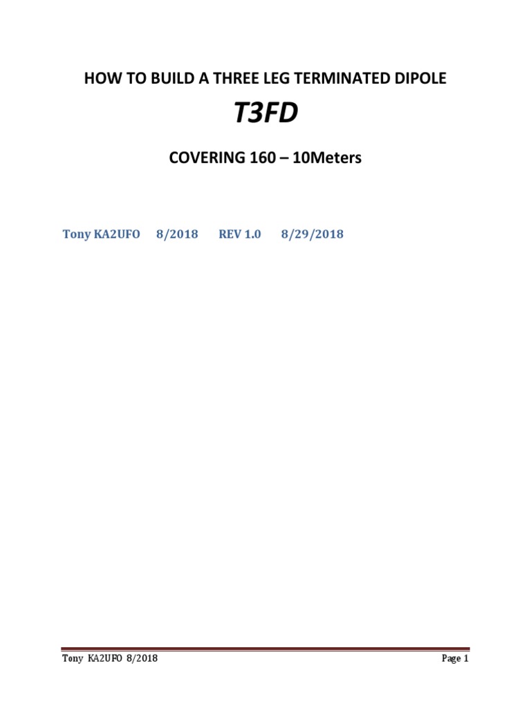 Build A T3FD Antenna by Tony Rycko KA2UFO | PDF | Coaxial Cable | Resistor