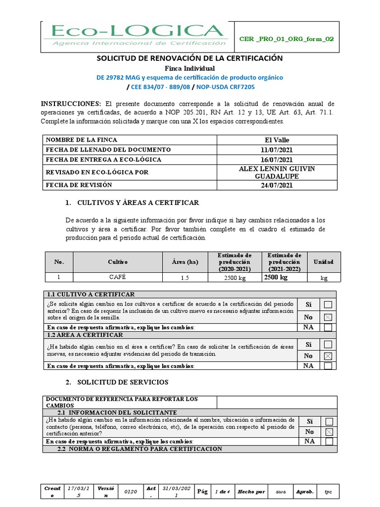 10 Solicitud Renovación - Finca Individual-Eduar Valle | PDF | Plaga (organismo) | Suelo