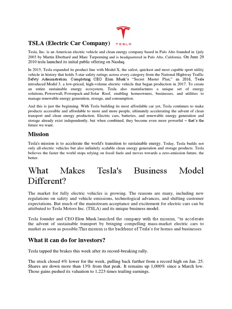 What Makes Tesla's Business Model Different?: TSLA (Electric Car ...