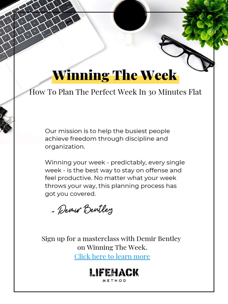 Lifehack Method How To Plan Your Week Worksheet | PDF | Time Management | Professional Skills