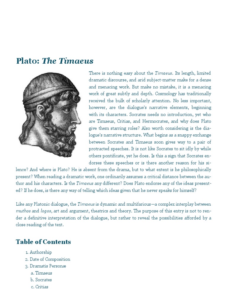 Plato - The Timaeus | PDF | Plato | Socrates