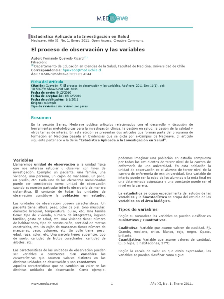 Proceso de Observacion y Variables | PDF | Nivel de medida