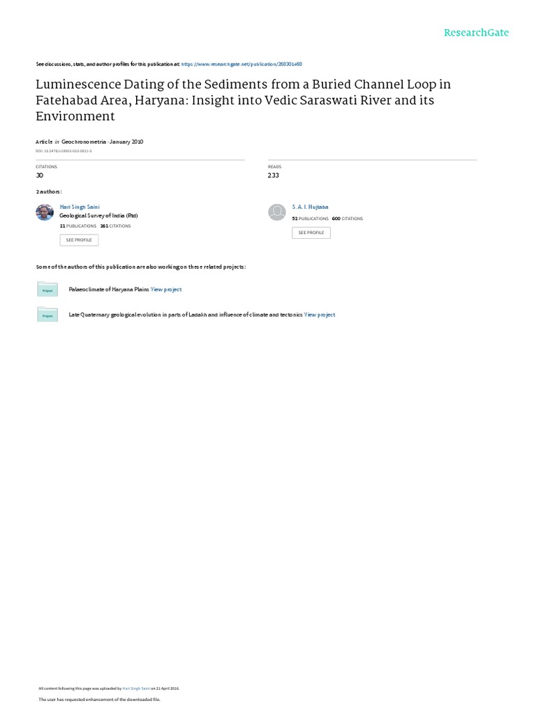 Luminescence Dating of The Sediments From A Buried River Bed | PDF ...
