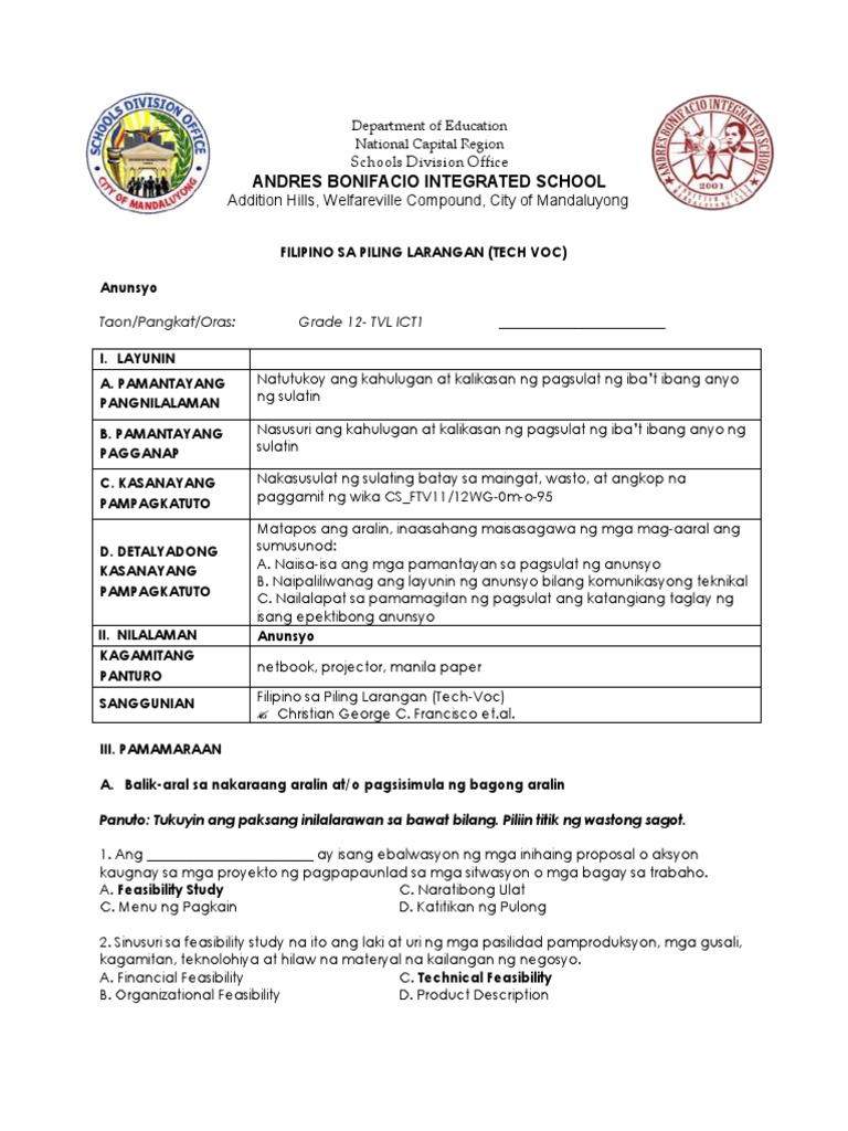 Fil Sa Piling Larang Anunsyo | PDF