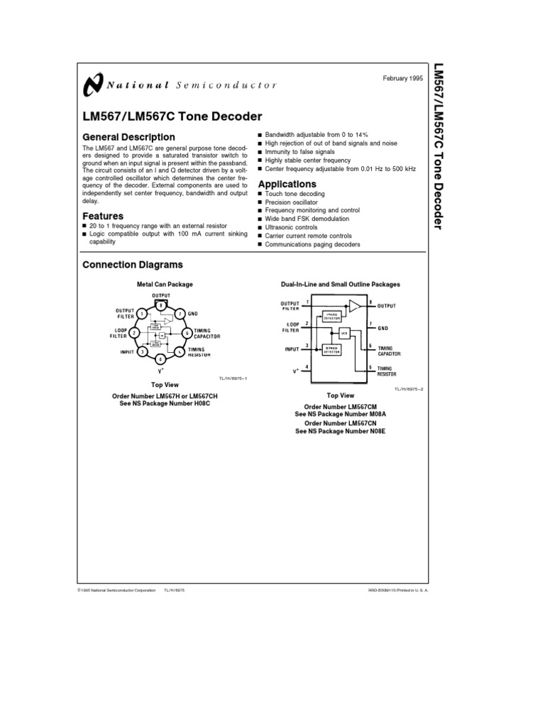 Lm 567 Pdf Bandwidth Signal Processing Electronic Circuits