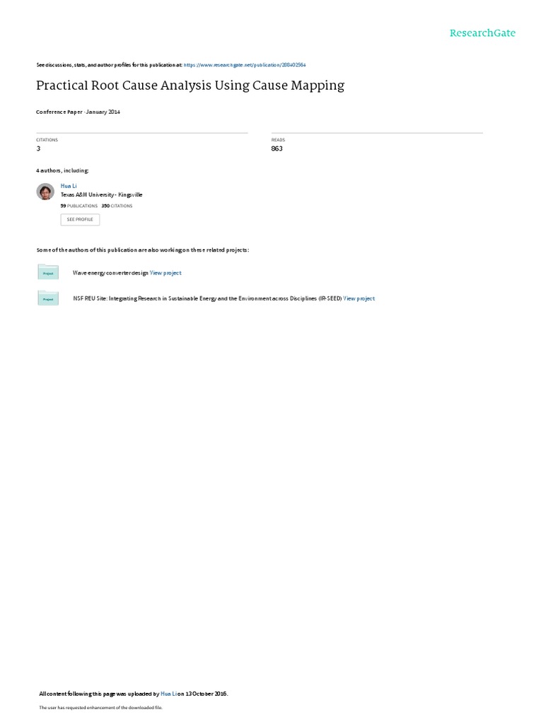 Practical Root Cause Analysis Using Cause Mapping | PDF | Reliability ...
