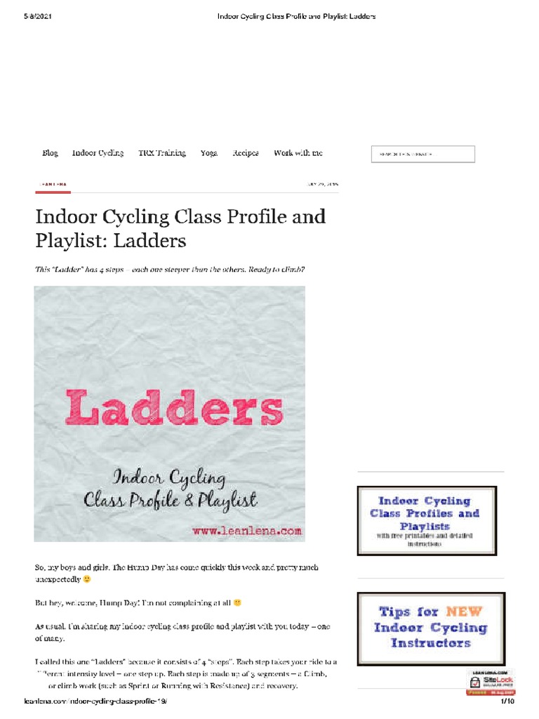 Indoor Cycling Class Profile and Playlist - Ladders | PDF