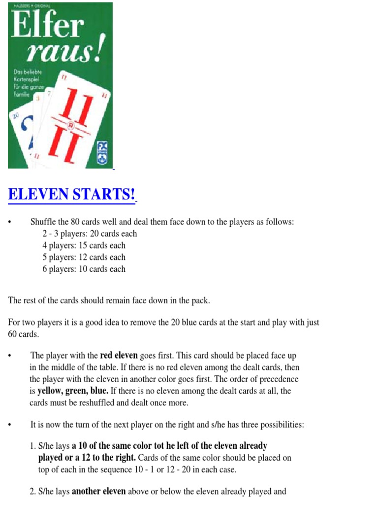 Elfer Raus 11 Starts English GB | PDF | Card Games | Consumer Goods