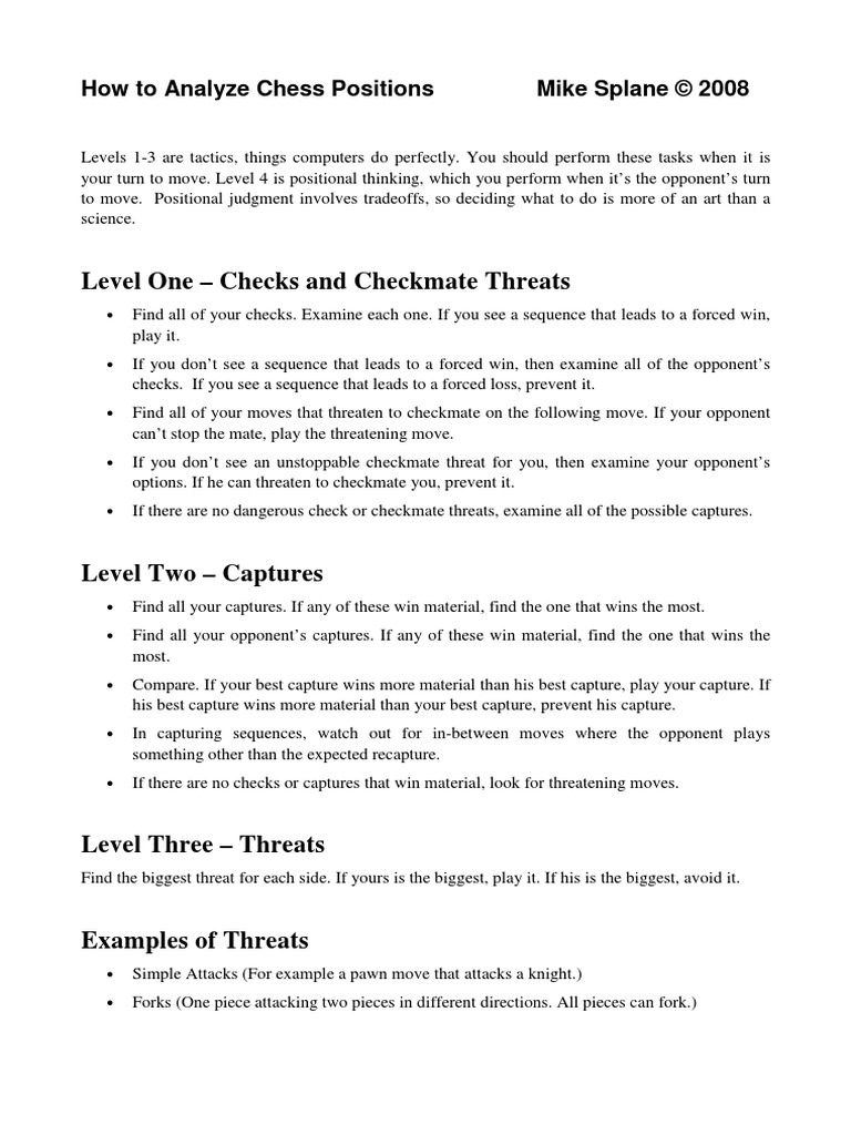How To Analyze Chess Positions - Mike Splane - 2008 | PDF | Chess ...