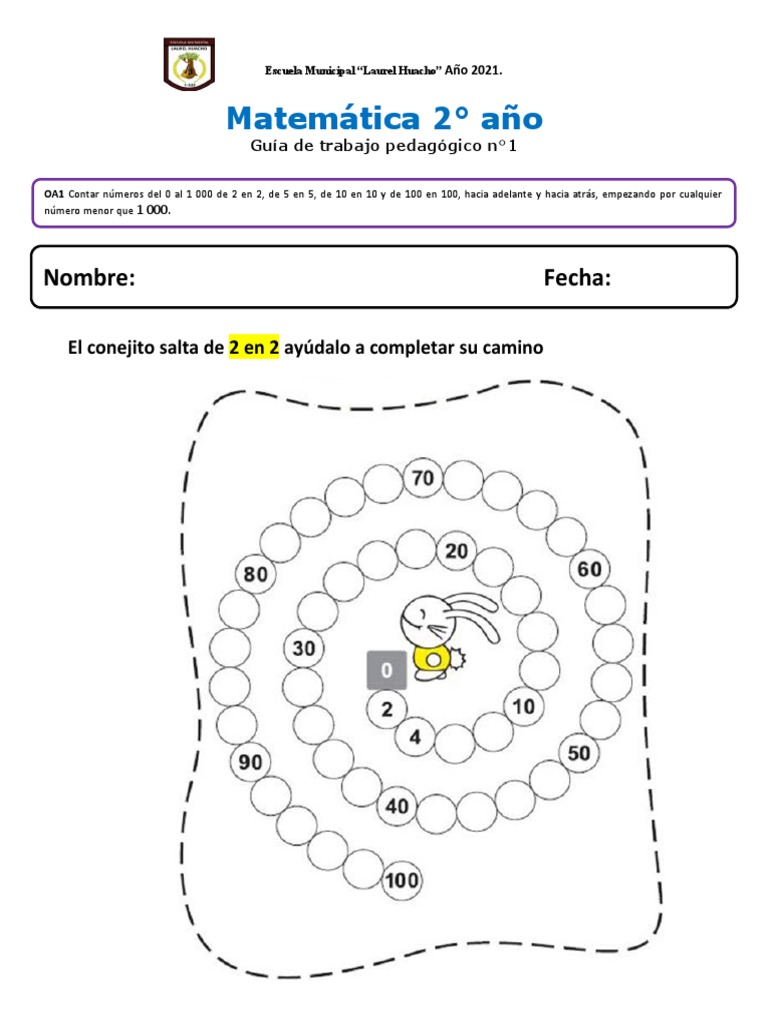 Guía de Conteo: 2, 5 y 10 en Matemáticas | PDF