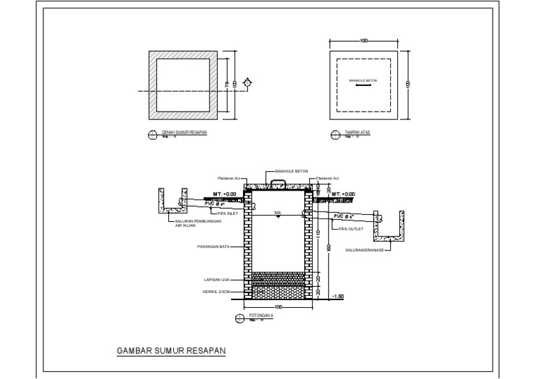 Detail Sumur Resapan Gambar Kerja Autocad File Dwg Gambar Kerja Rumah