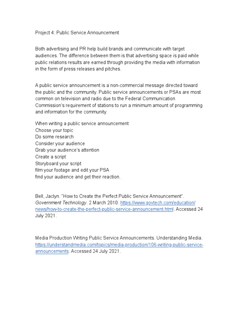 Creating Effective Public Service Announcements | PDF