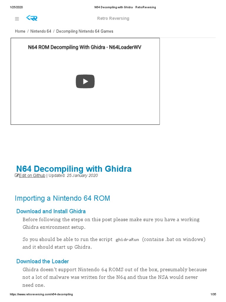 N64 Decompiling With Ghidra RetroReversing | PDF | System Software | Computing