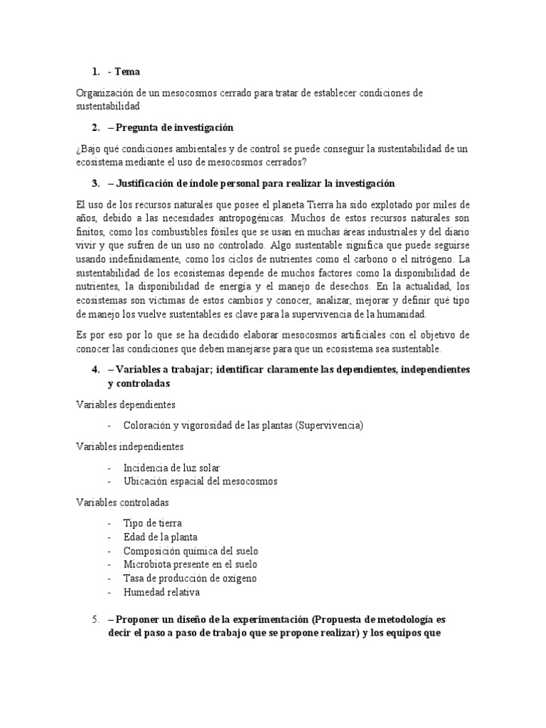 Mesocosmos | PDF | Ecosistema | Tierra