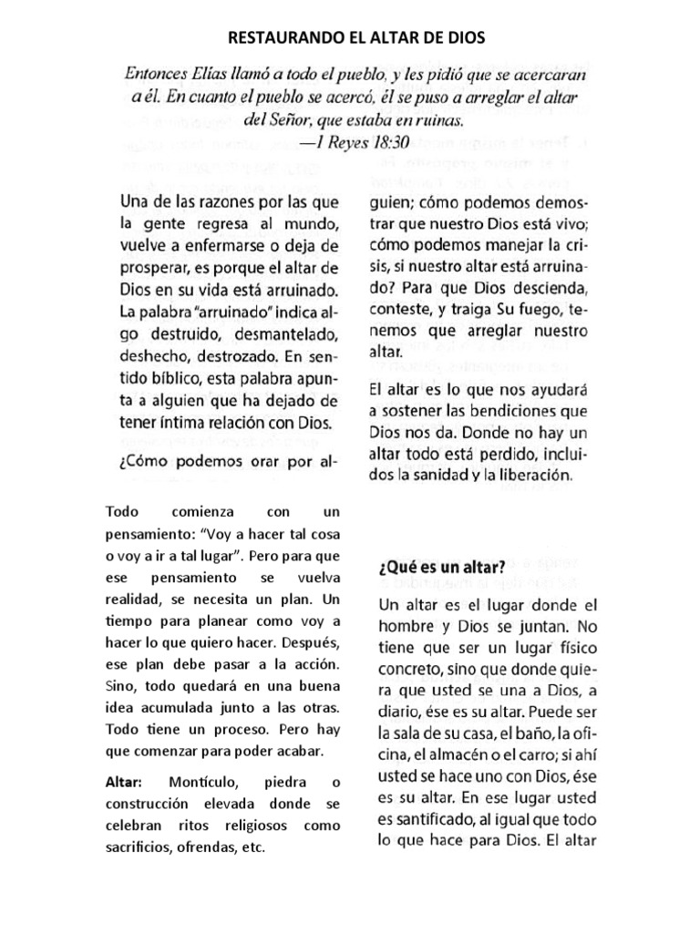 Restaurando El Altar de Dios | PDF | Oración | Dios