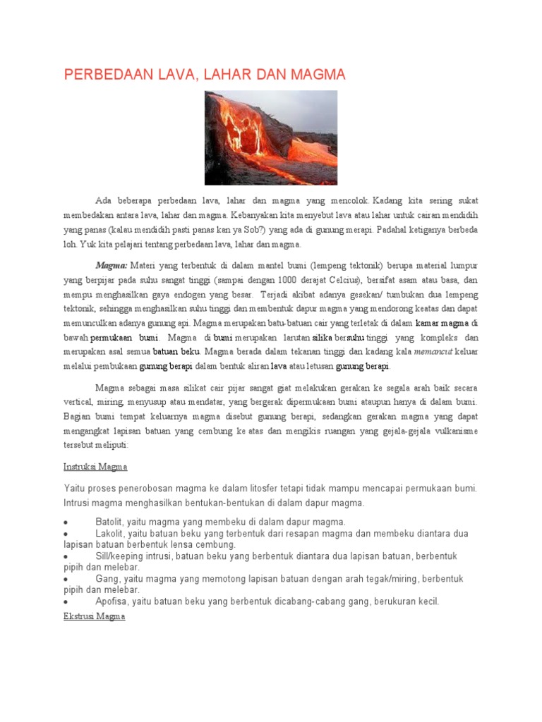 Beda Lahar Dan Lava | PDF