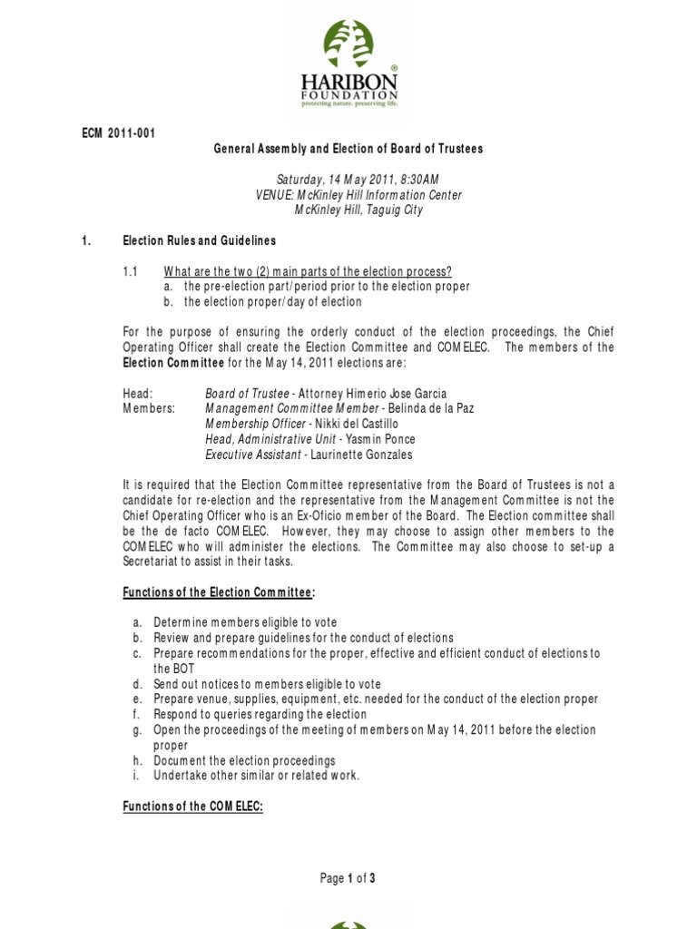 001 - Election Rules and Guidelines 2011 | PDF | Proxy Voting | Board ...