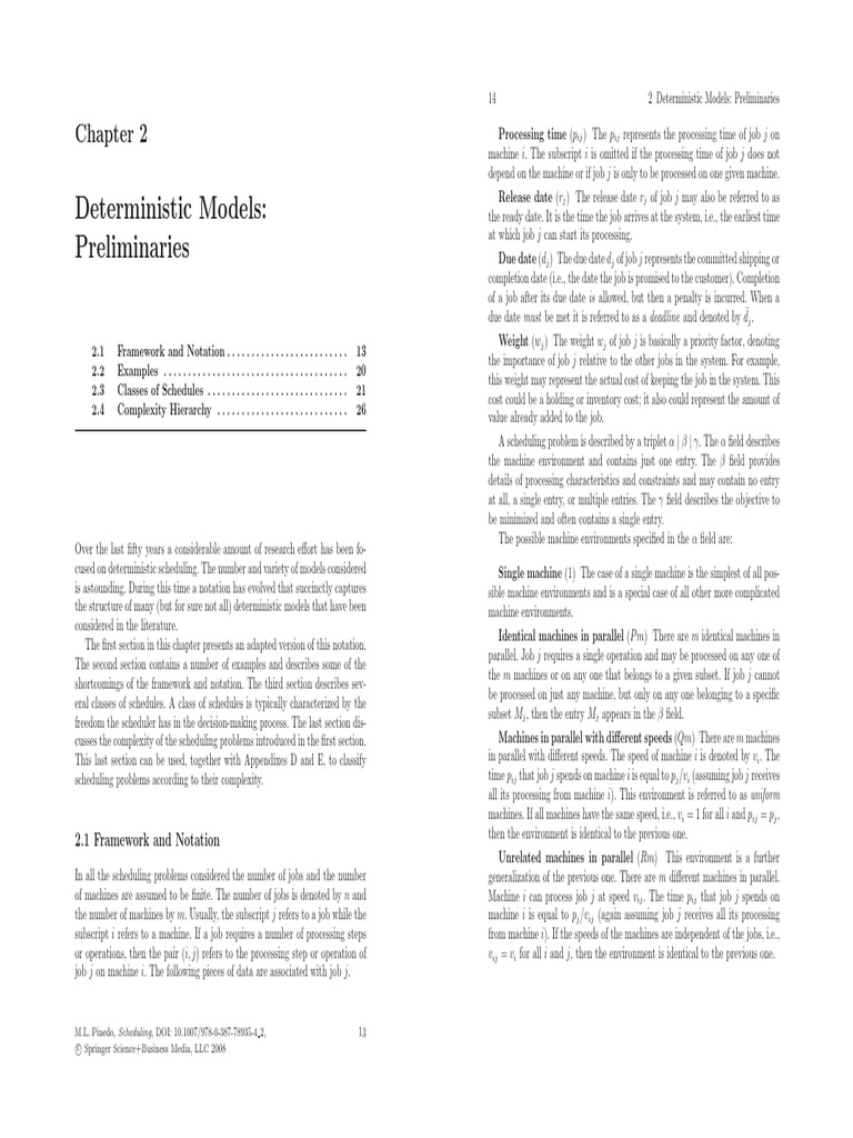 Deterministic Models: Preliminaries: 2.1 Framework and Notation | PDF ...