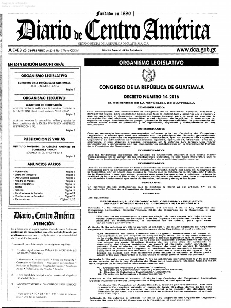 Reformas A La Ley Orgánica Del Organismo Legislativo | PDF | Comisión ...
