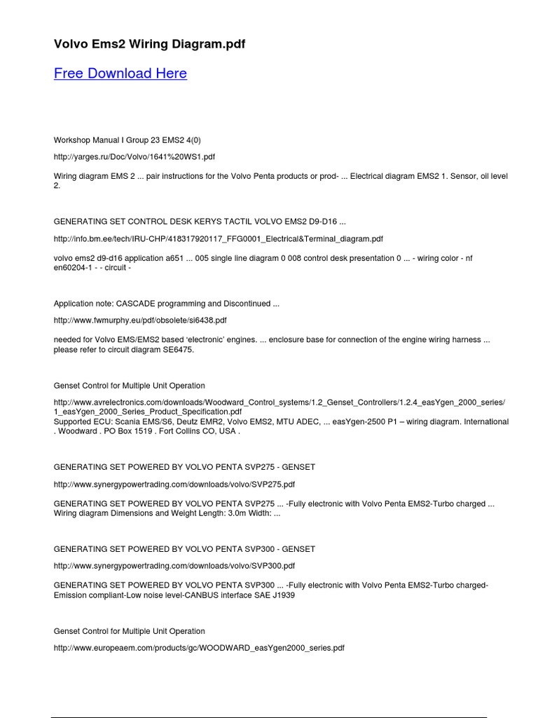 Free Download Here: Volvo Ems2 Wiring Diagram PDF | PDF ...
